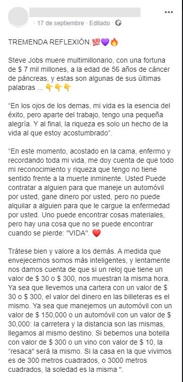 ¿Qué dijo el dueño de Apple antes de morir?